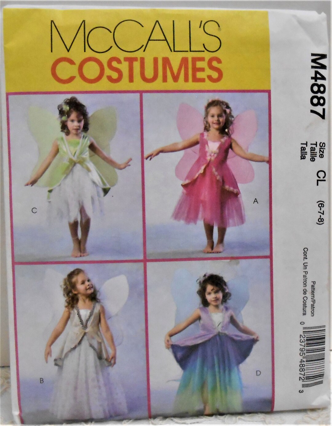 Mccall's Girls' Fairies Costume Pattern #M4887, Sizes 6-7-8 - UNCUT - Etsy