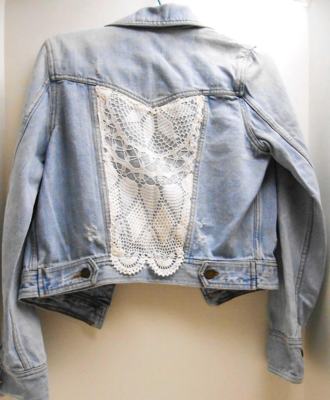 Grunge Meets Lace Upcycled Denim Jacket by Est. 1946, Size XL - Etsy