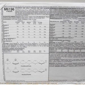 Mccall's Easy Poncho/arm Warmers Pattern #M6196, Sizes Med-lrg-xlg ...