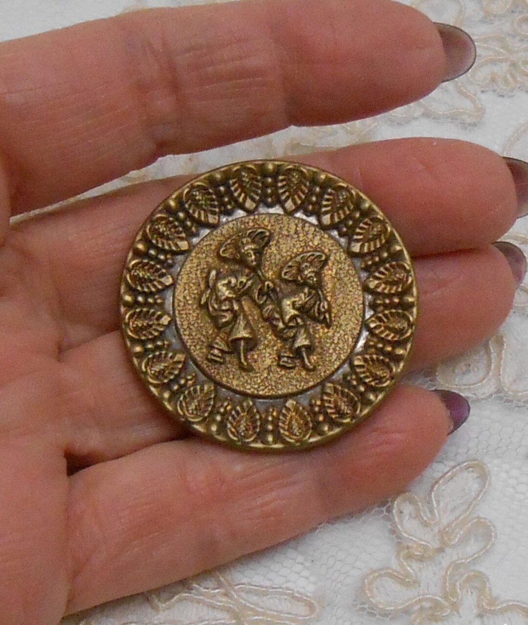 Antique Mirror-back Picture Button - Orientals Dancing - 1-1/2" (B-78 ...
