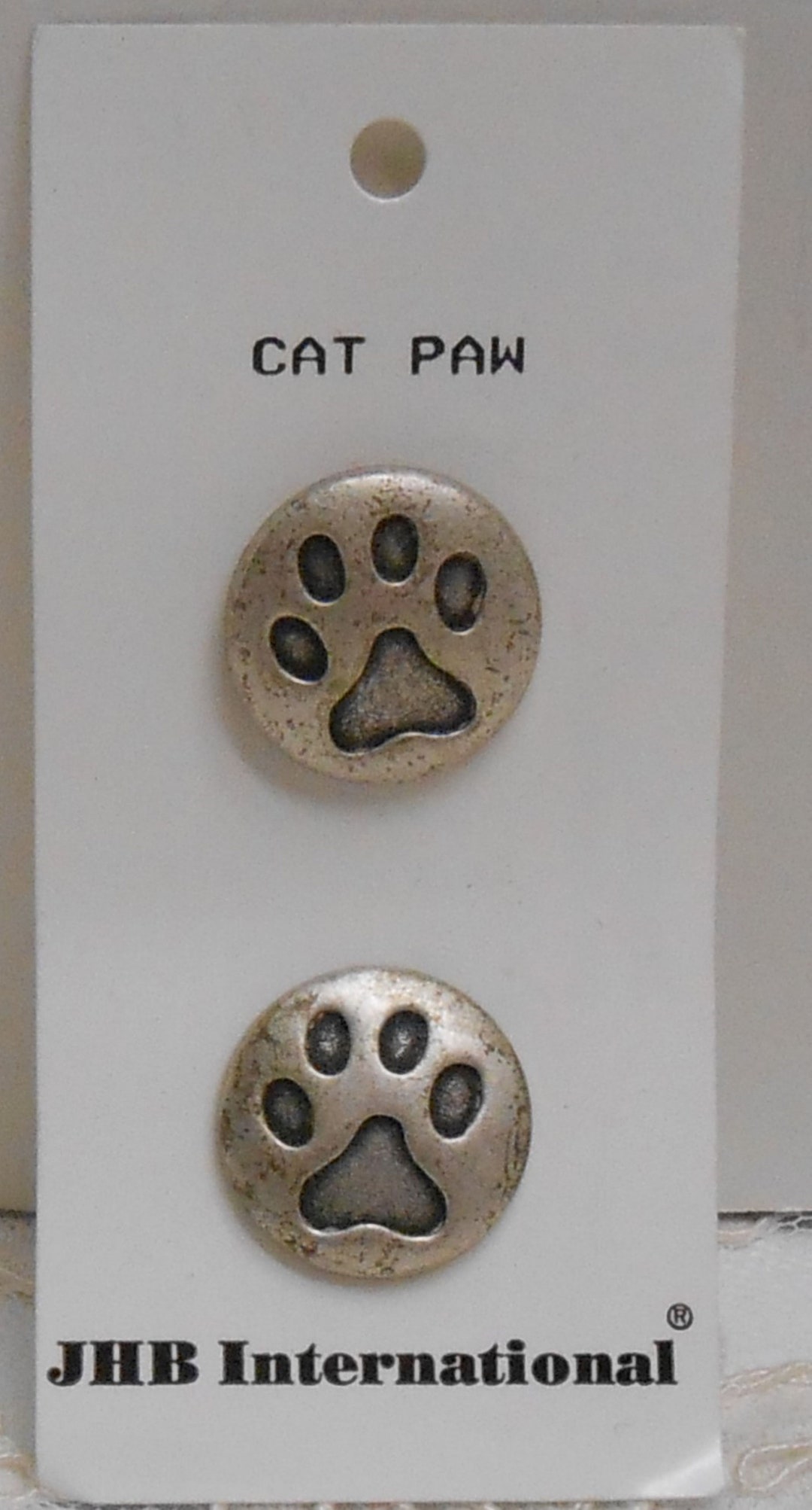 JHB International CAT PAW Buttons on Original Card, Made in Italy, 3/4 ...