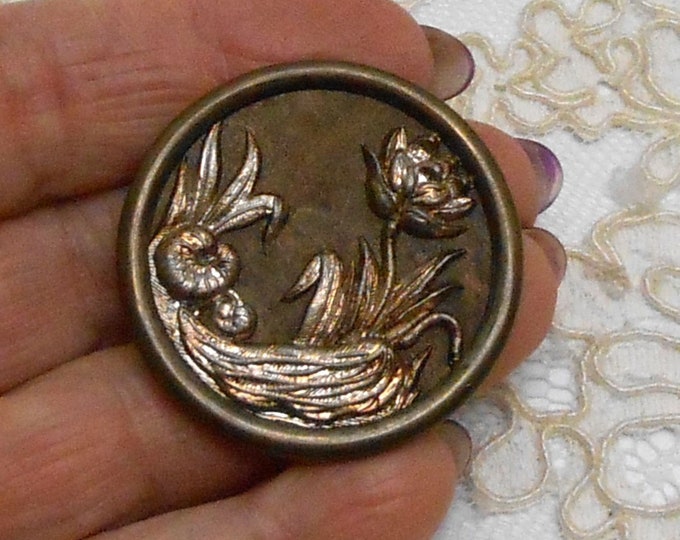 Large Metal Picture Button With Water Lily, Locus - 1-1/2" (A-15) - Etsy