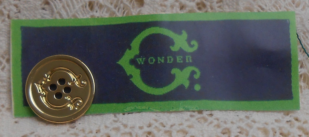 Designer C WONDER Logo Gold Tone Metal Button 11/16 Inch 4 - Etsy