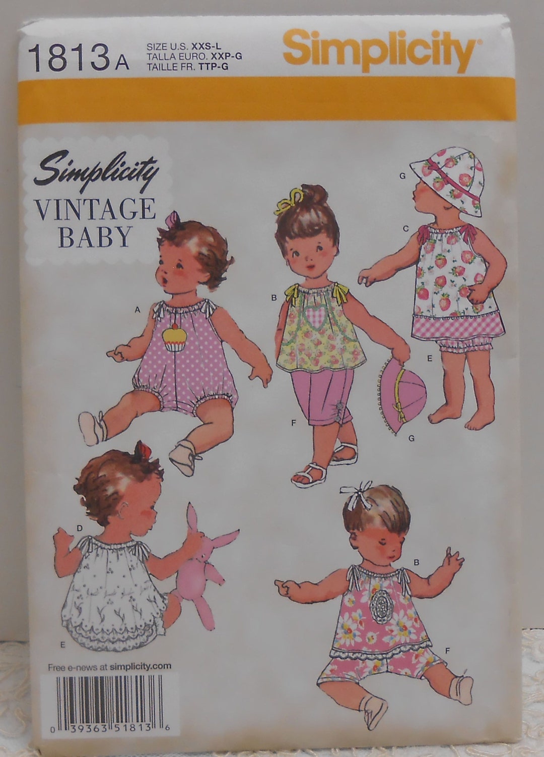 Simplicity's "vintage Baby", Pattern #1813, Sizes XXS-L - UNCUT - Etsy