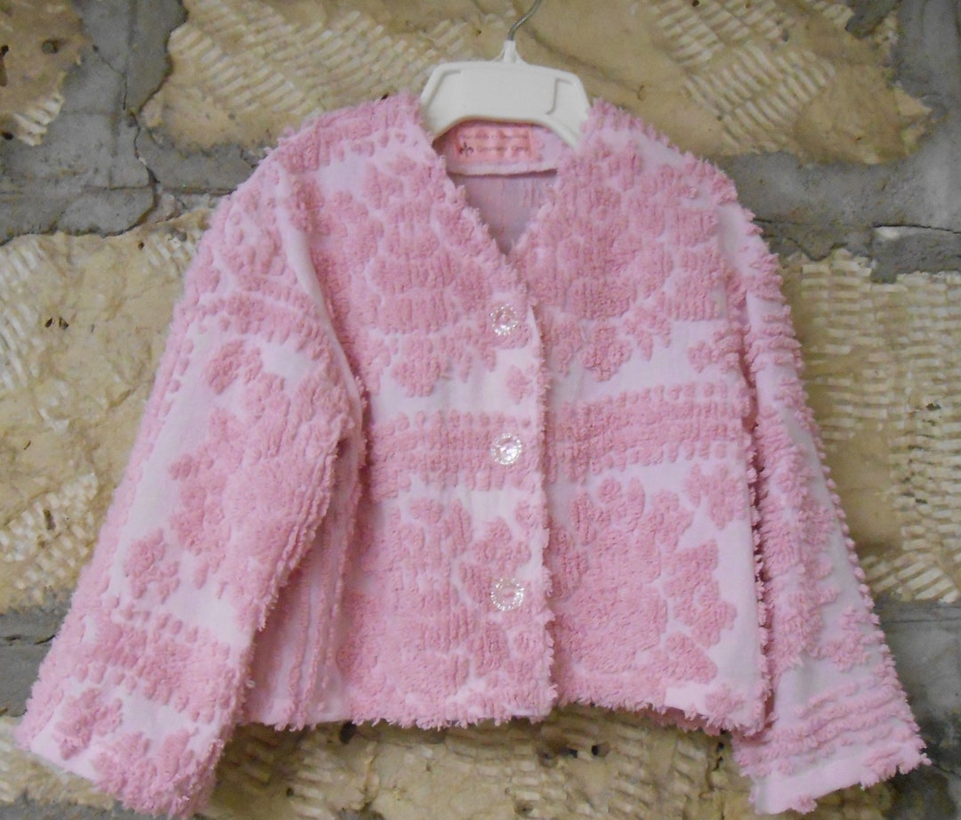 Child's Chenille Jacket Made From Vintage Pink Chenille - Recycled ...
