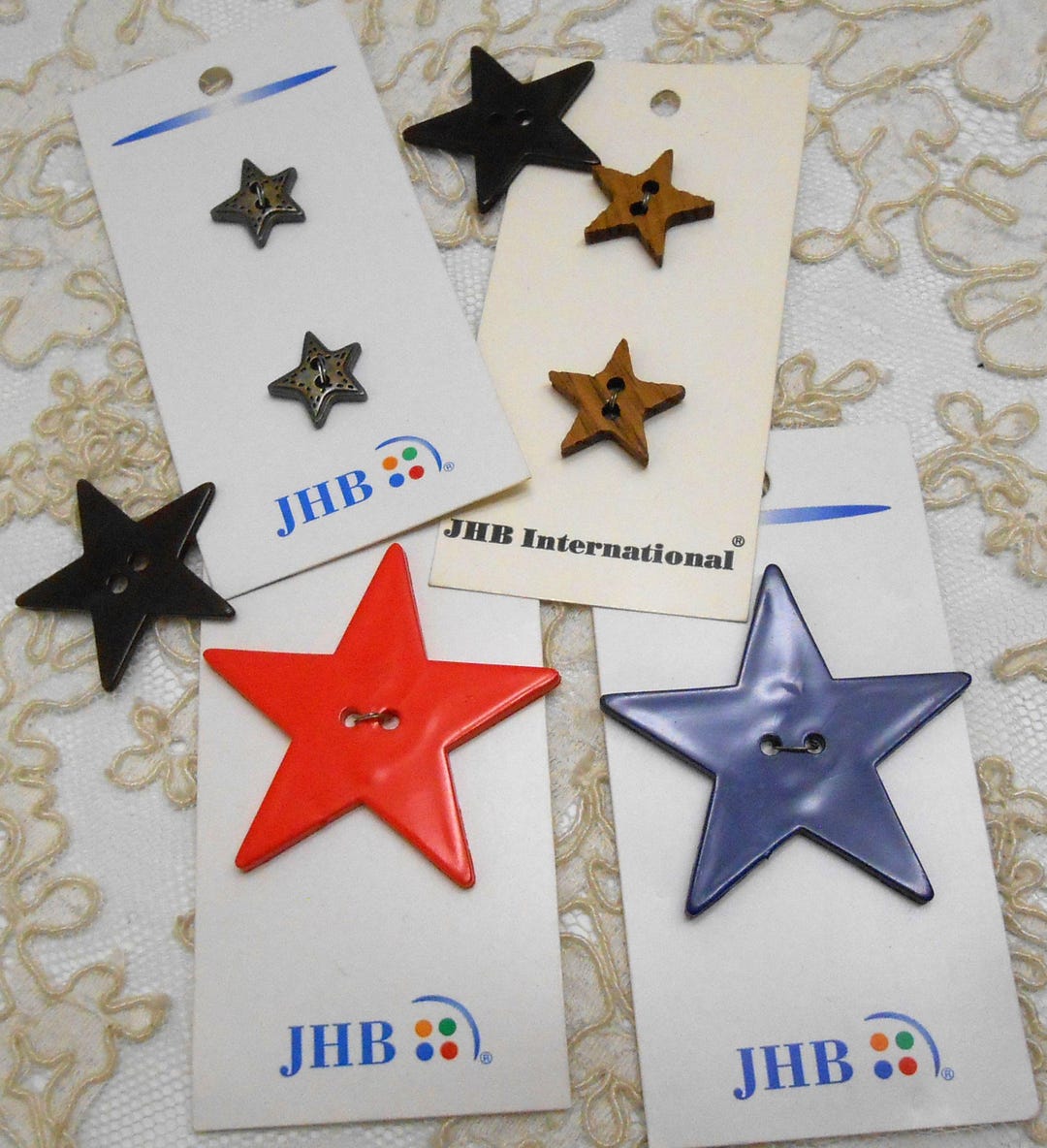 JHB Vintage Star Button on 4 Original Cards - Etsy