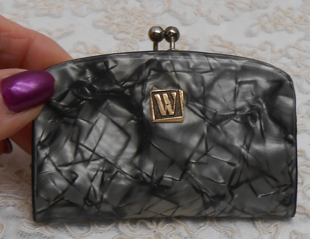 Vintage Marbelized Plastic Small Divided Coin Purse Use, Repurpose ...