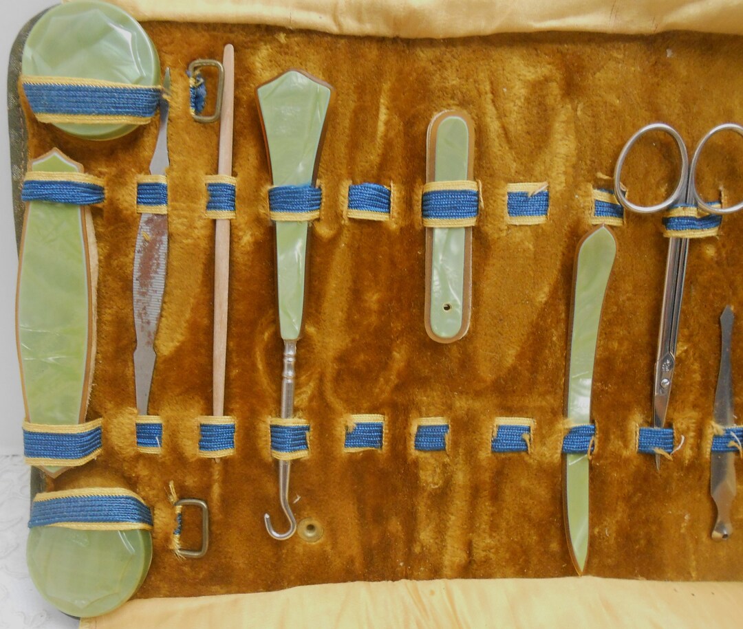 Art Deco Green Celluloid Nail Manicure Grooming Kit - Etsy