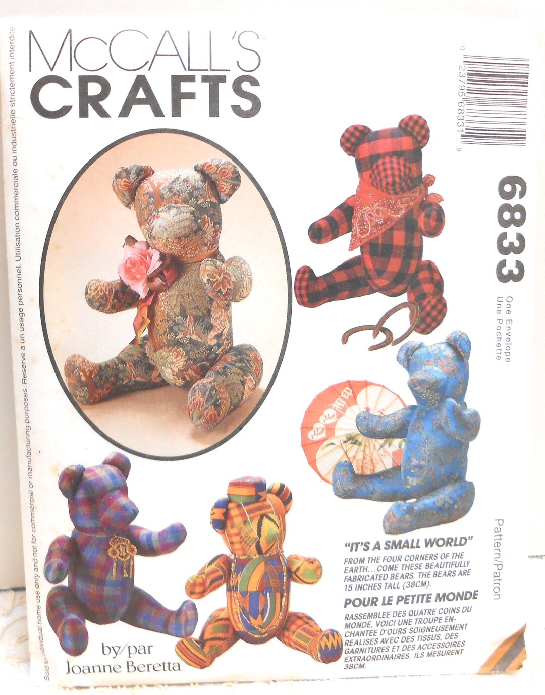Mccall's Jointed Bear Pattern by Joanne Beretta, No. 6833 - UNCUT - Etsy