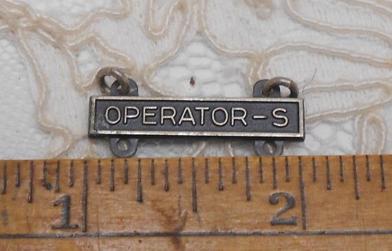 WWII US Army Sterling Silver "OPERATOR-S" Hanging Tag - Gem