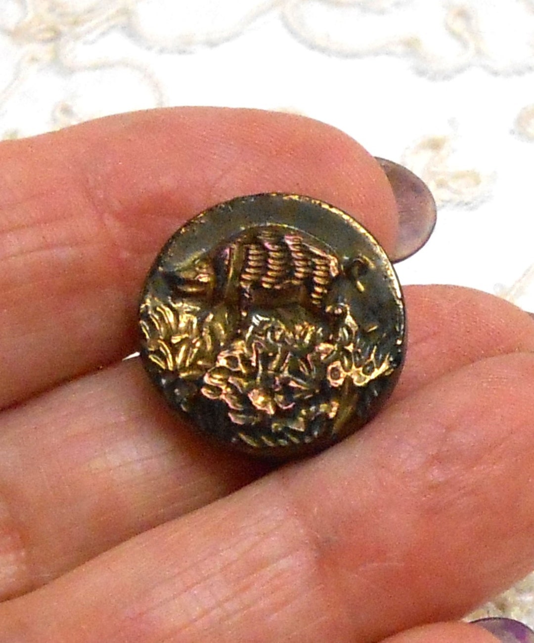 A-28 - WILD BOAR PIG Black Glass With Luster Picture Button - 3/4" - Etsy