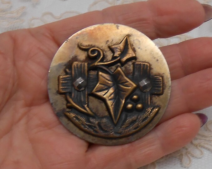 Antique Extra Large Picture Button - Ivy With Steel Cuts - 2" (C-1) - Etsy
