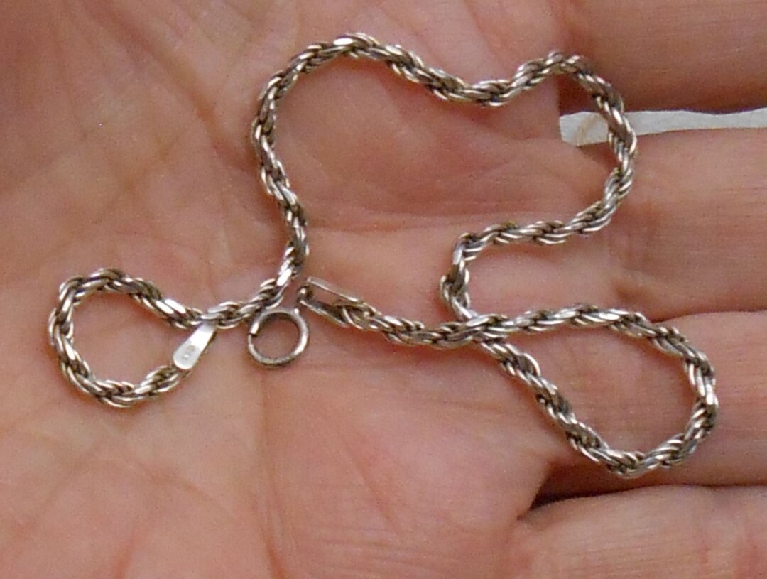 Sterling Silver Heavy Rope Chain Bracelet or Ankle Deco - Etsy