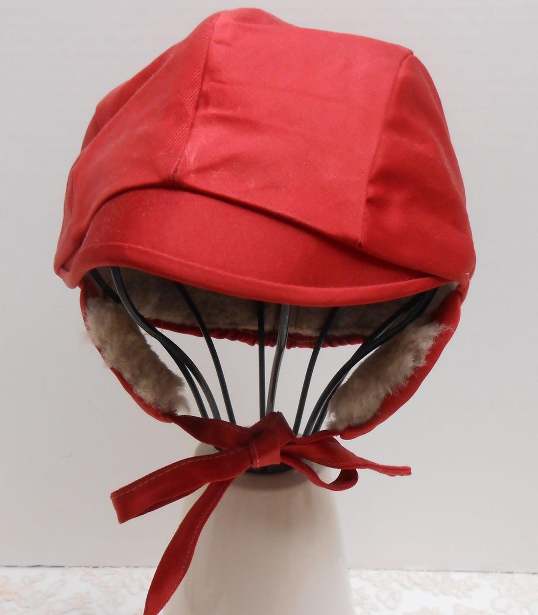 Vintage Child's Red Satin Hat With Furry Earmuffs - Etsy