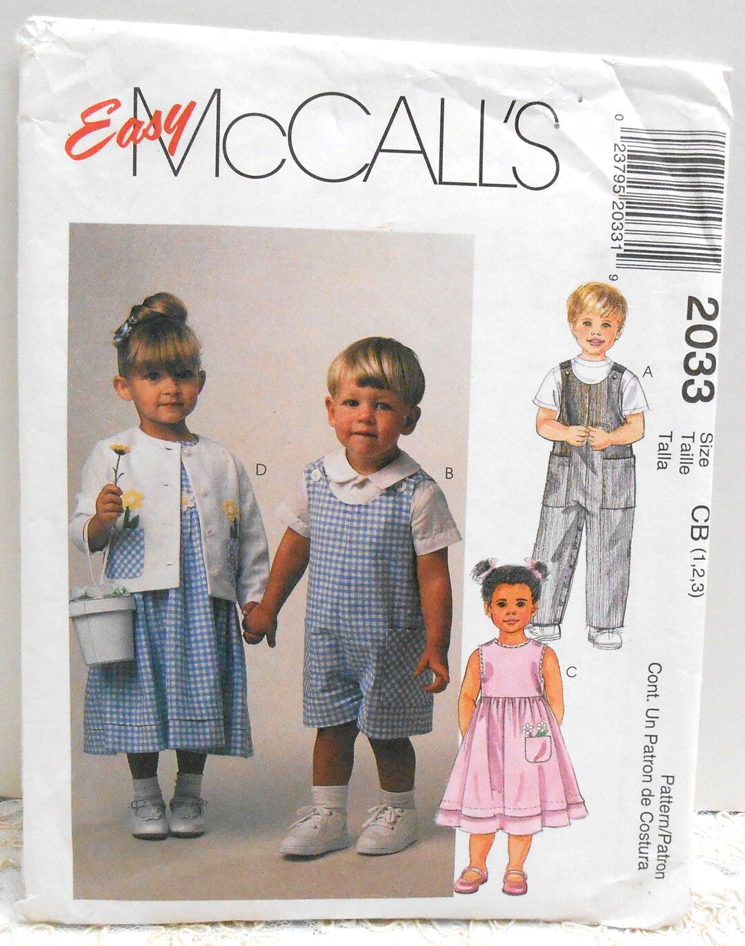 Easy Mccall's Toddler Clothes, Pattern 2033, Sizes 1, 2, and 3 UNCUT - Etsy