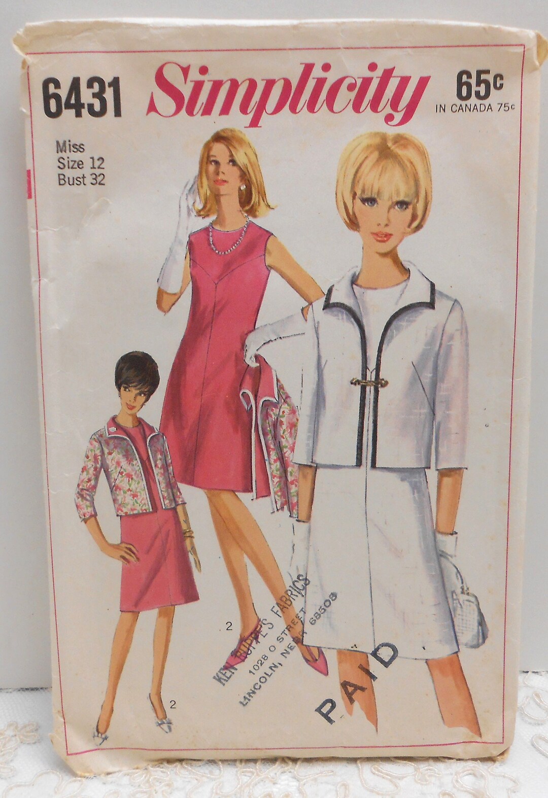 Simplicity's Vintage Misses Dress & Jacket Pattern 6431, Size 12, Bust ...