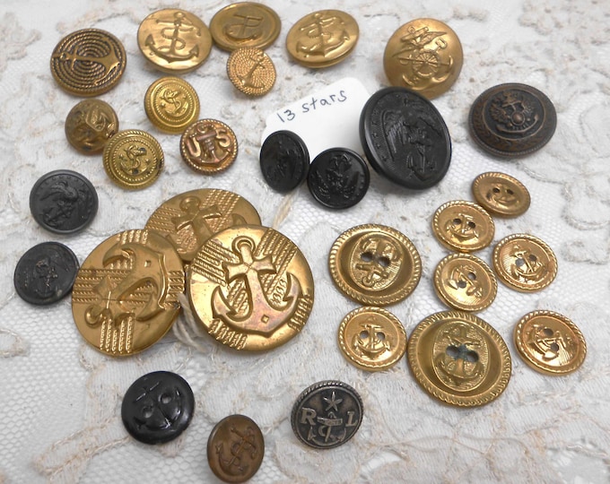 Navy Buttons With Anchor