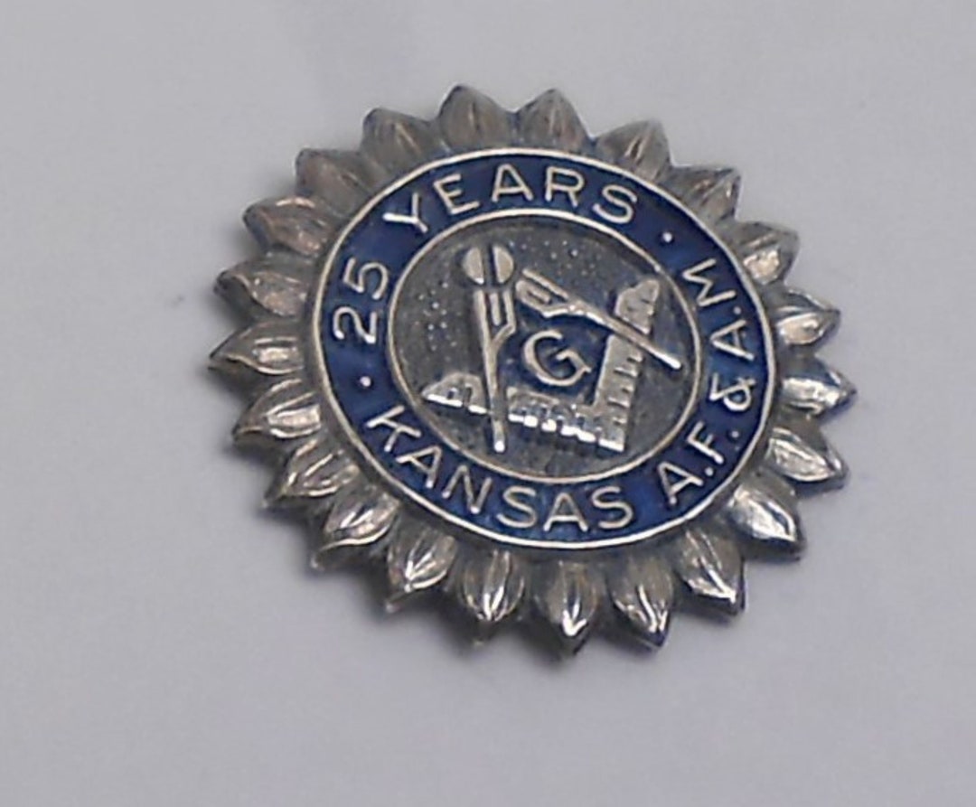 Sterling KANSAS Masonic 25 Years Service Pin - Etsy