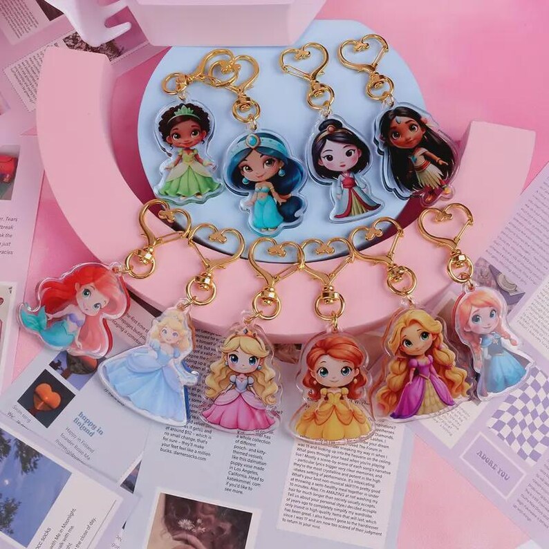 Disney Princess Inspired Keychain – Animated Fairy Tale Charm, Cute ...