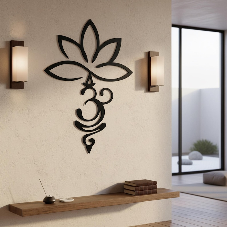 Lotus & Om Symbol Spiritual Decor, Lotus Wall Art Decor, Spiritual Home ...