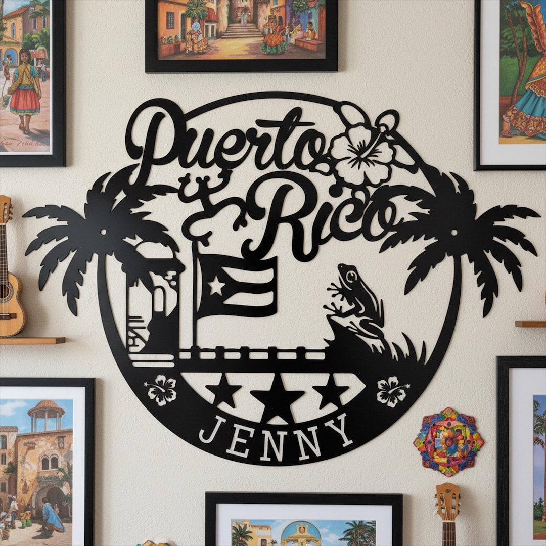 Personalized Puerto Rico Wall Decor, Custom Name Metal Wall Art, Puerto ...