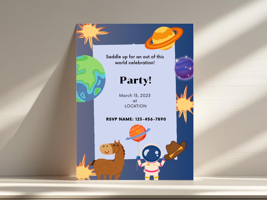 Space Cowboy Birthday Invitation: Editable Canva Template (digital ...