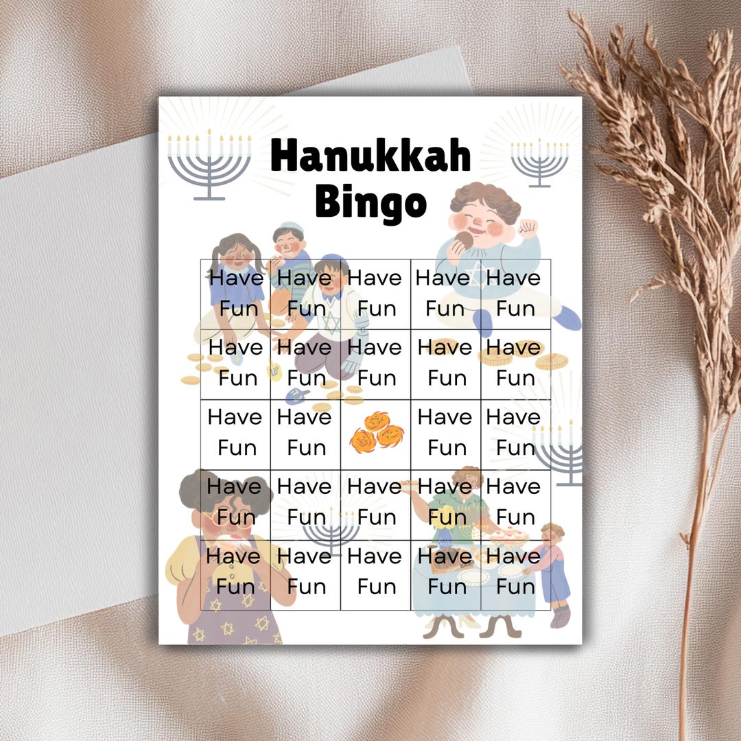 Hanukkah Bingo Card: Printable Hanukkah Activity Bingo (canva Template ...