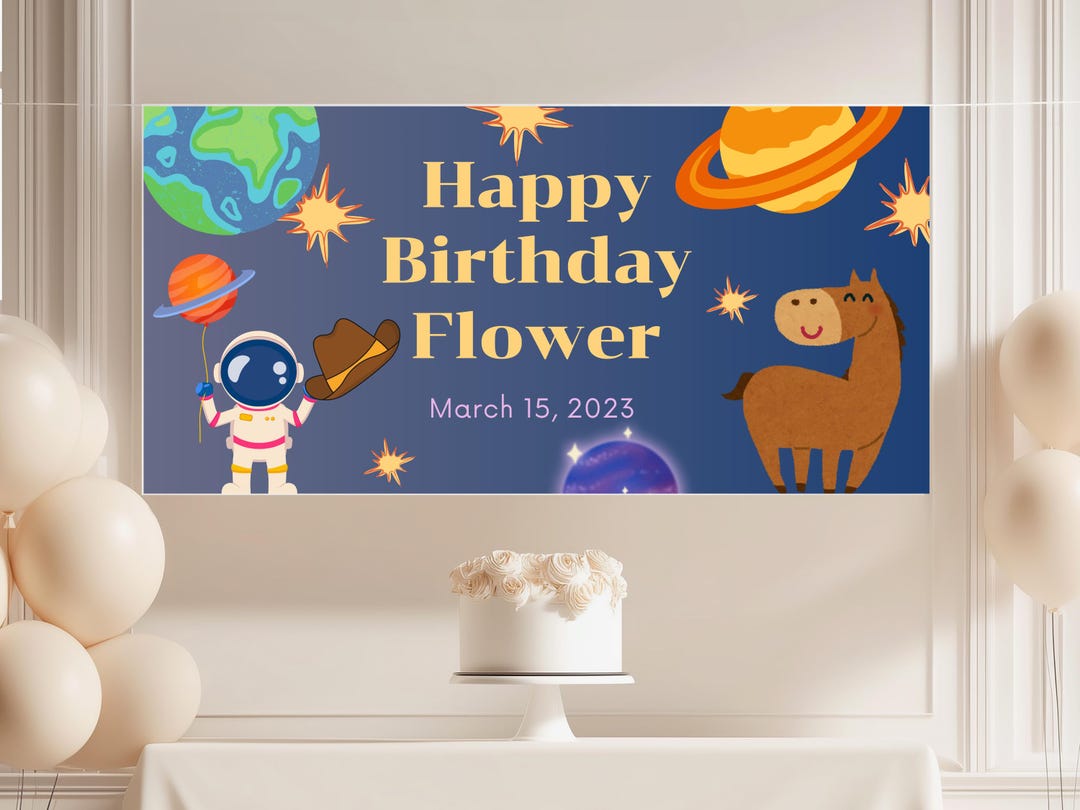 Space Cowboy Birthday Banner Template: Editable Party Decor (digital ...