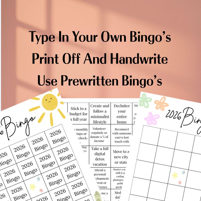 2026 Resolution Bingo Card: Printable New Years Goals (canva Template ...