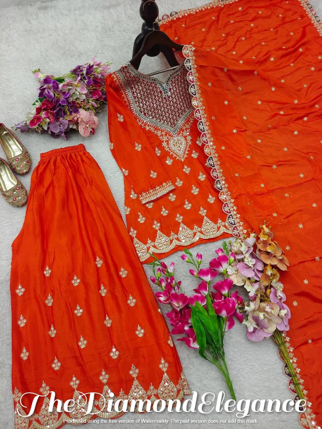 Hand-embroidered Viscous Salwar Kameez | Designer Wedding Suit | Ready ...