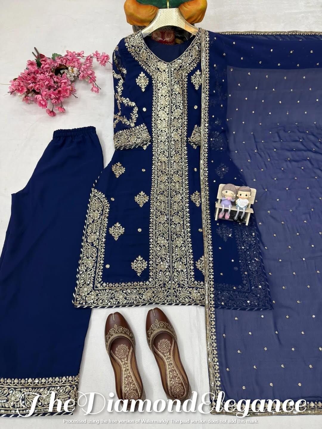 Hand-embroidered Viscous Salwar Kameez | Designer Wedding Suit | Ready ...