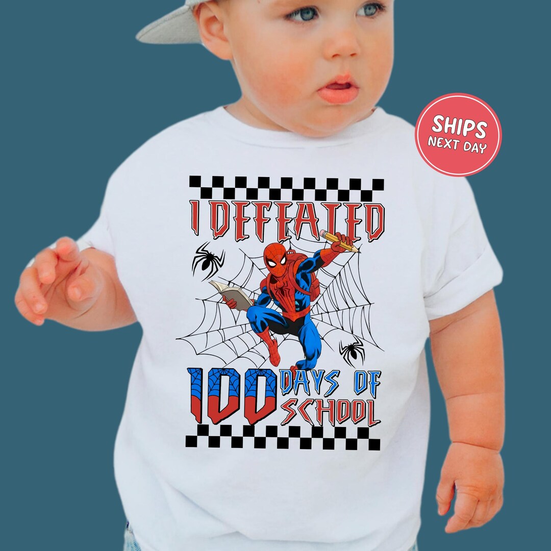Spider 100 Days of School Shirt Boys I Defeated 100 Days of School ...