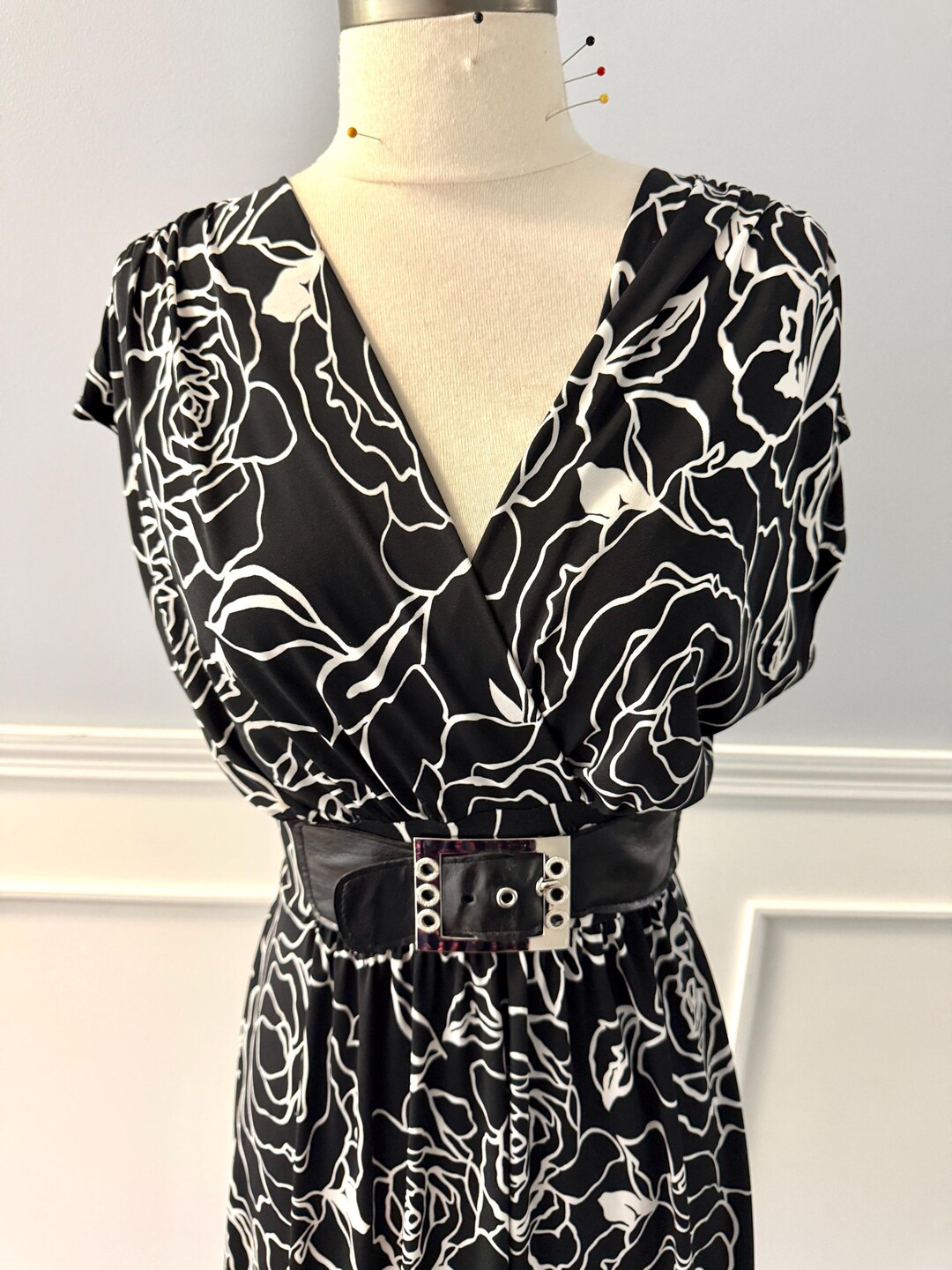 Vintage 1990s Dress | MKM Designs | Stretch Over Head | Back Tie | Faux ...