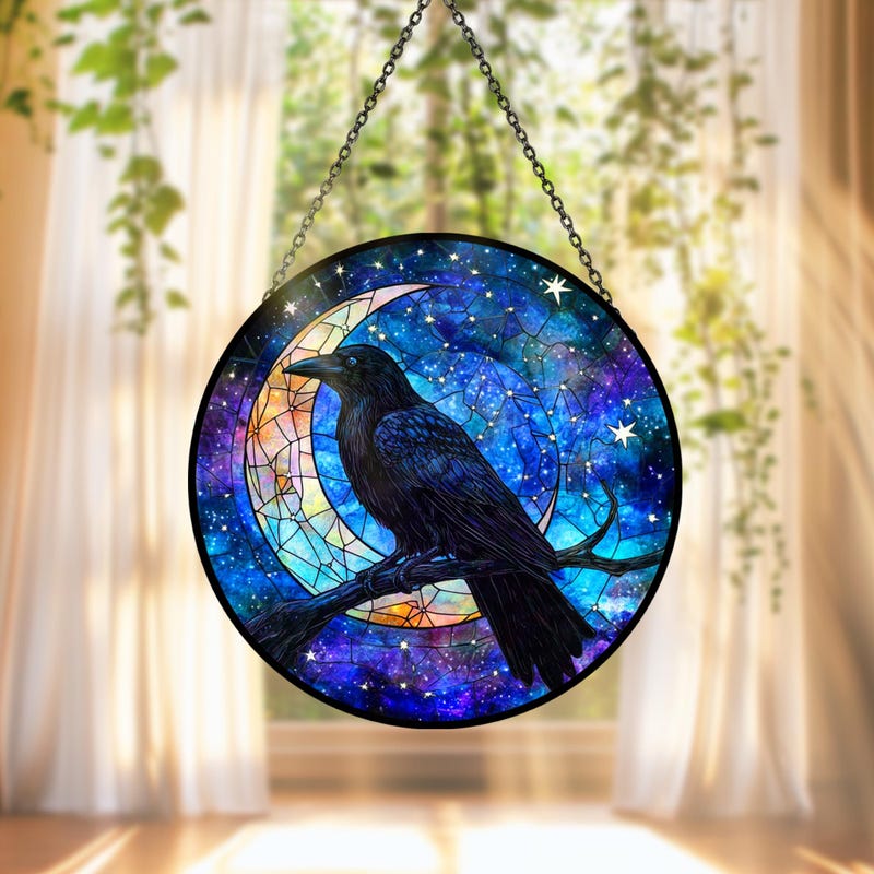 Stained Glass Raven - Etsy