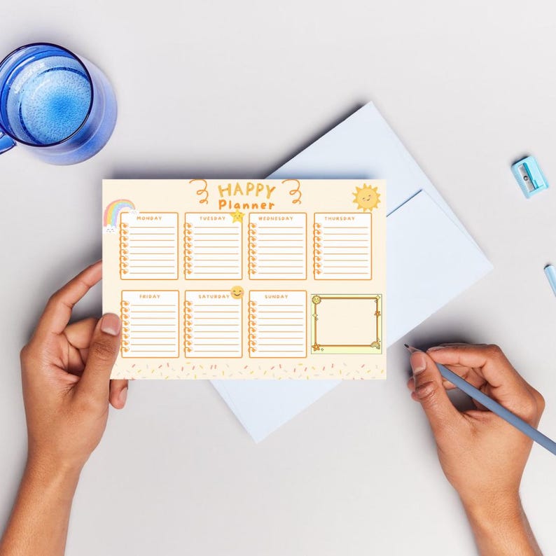 Sun-themed Weekly Planner Printable for Kids: Cheerful PDF Page - Etsy ...