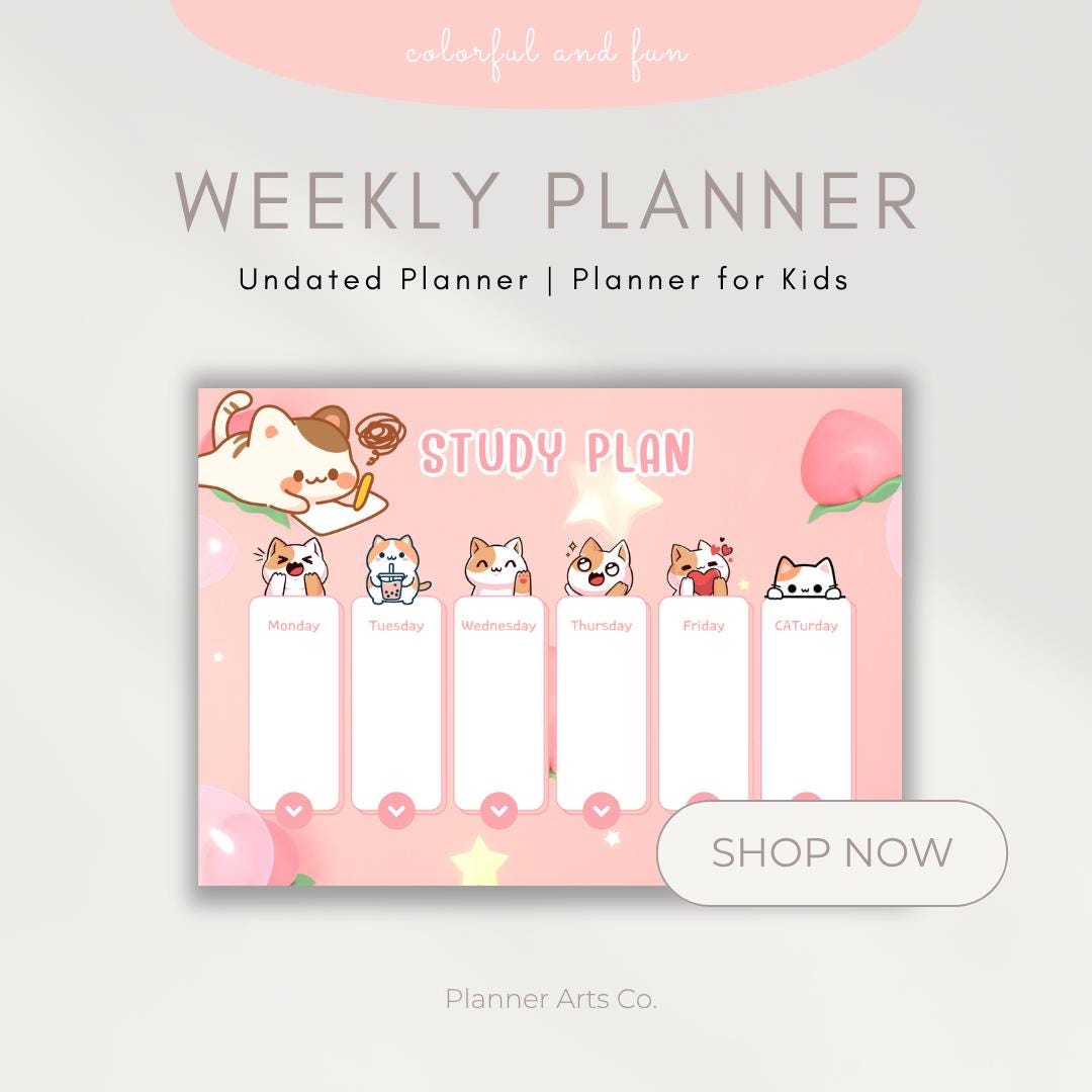Kawaii Weekly Planner | Cute Kids' Timetable (printable PDF) - Etsy