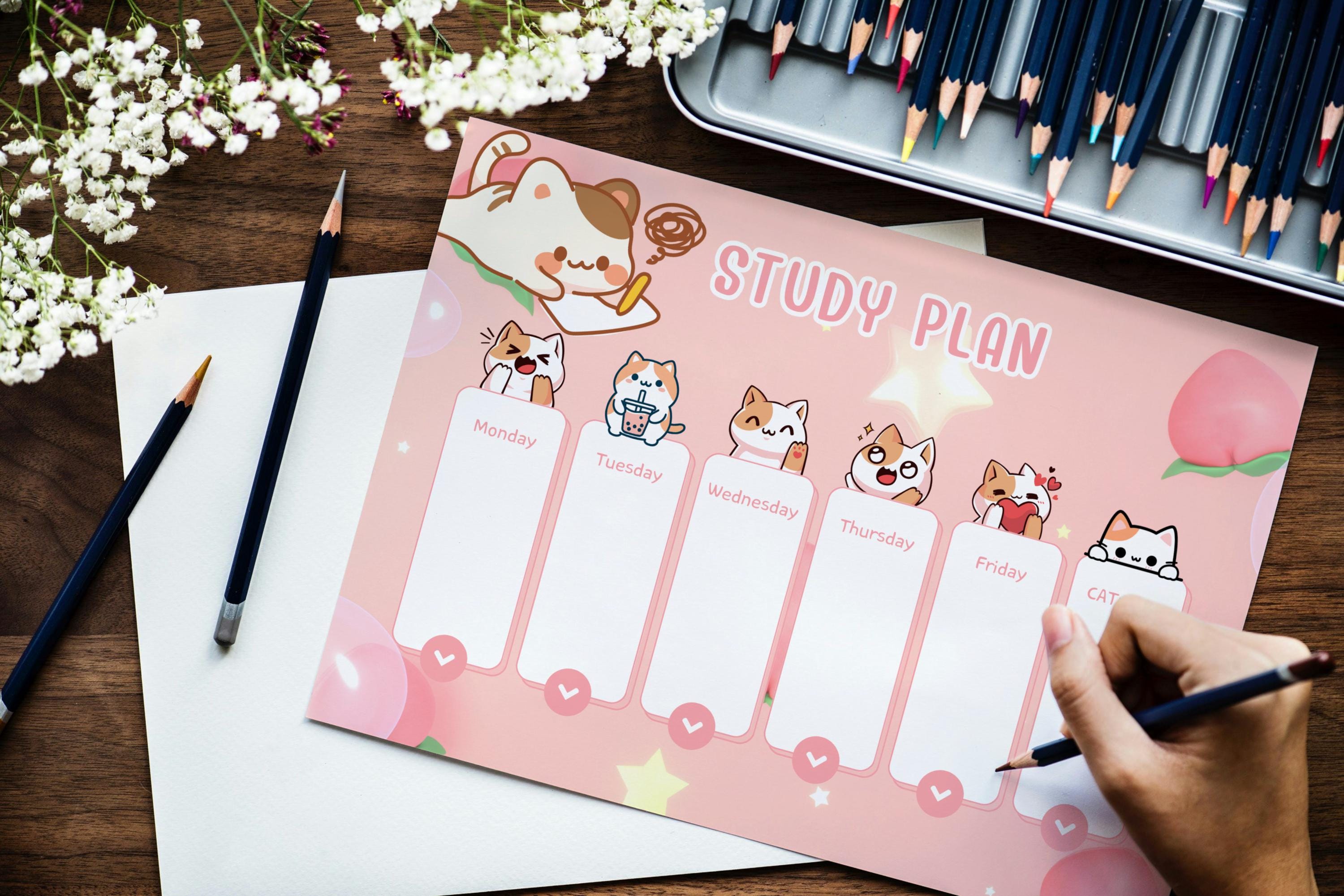 Kawaii Weekly Planner | Cute Kids' Timetable (printable PDF) - Etsy