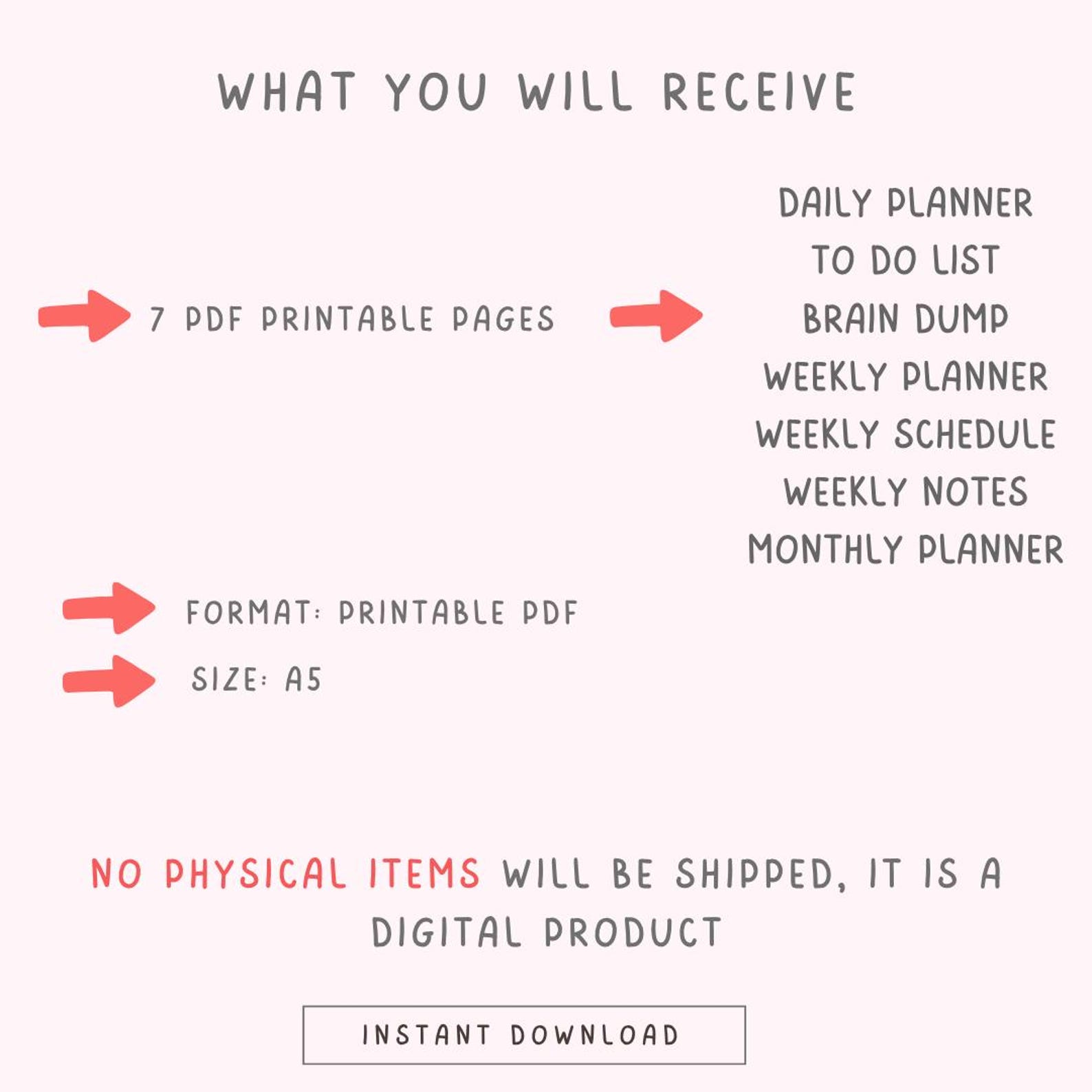 Strawberry Planner Bundle A5 | Kawaii Pink Journal (PDF Printable) - Etsy