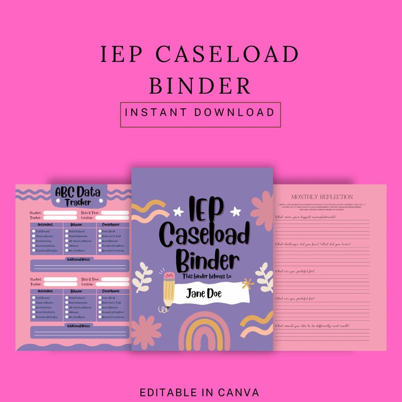 Editable Special Education Teacher Planner | IEP Binder | Canva Digital ...