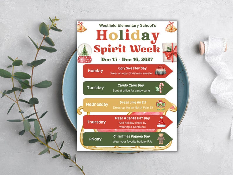 Editable Holiday Spirit Week Flyer: Dress-up Days (digital Download) - Etsy