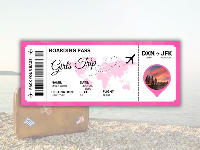 Editable Boarding Pass Template, Girls Trip Invite (digital Download ...
