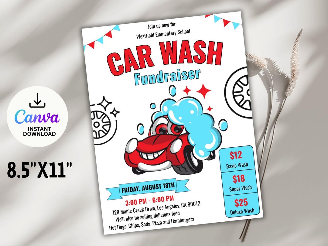Editable Car Wash Fundraiser Flyer: School PTA Event (digital Download ...