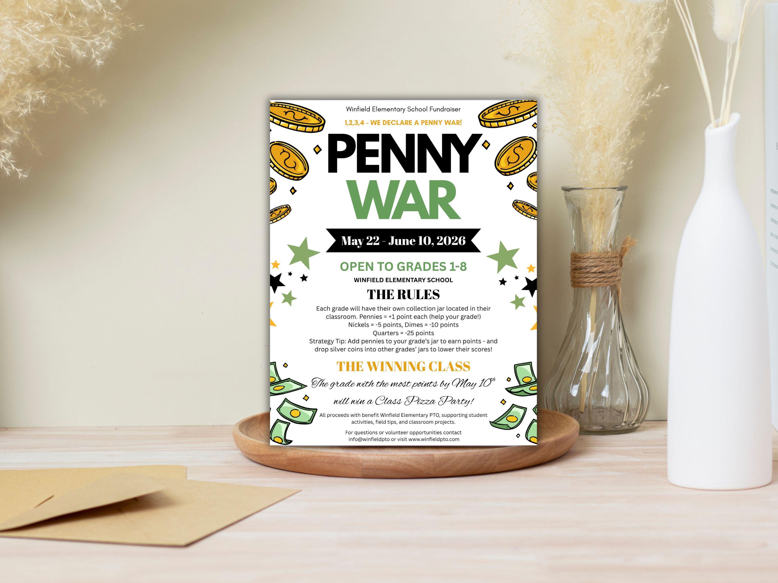 Penny War Fundraiser Flyer for School Coin Drive | Canva Template ...