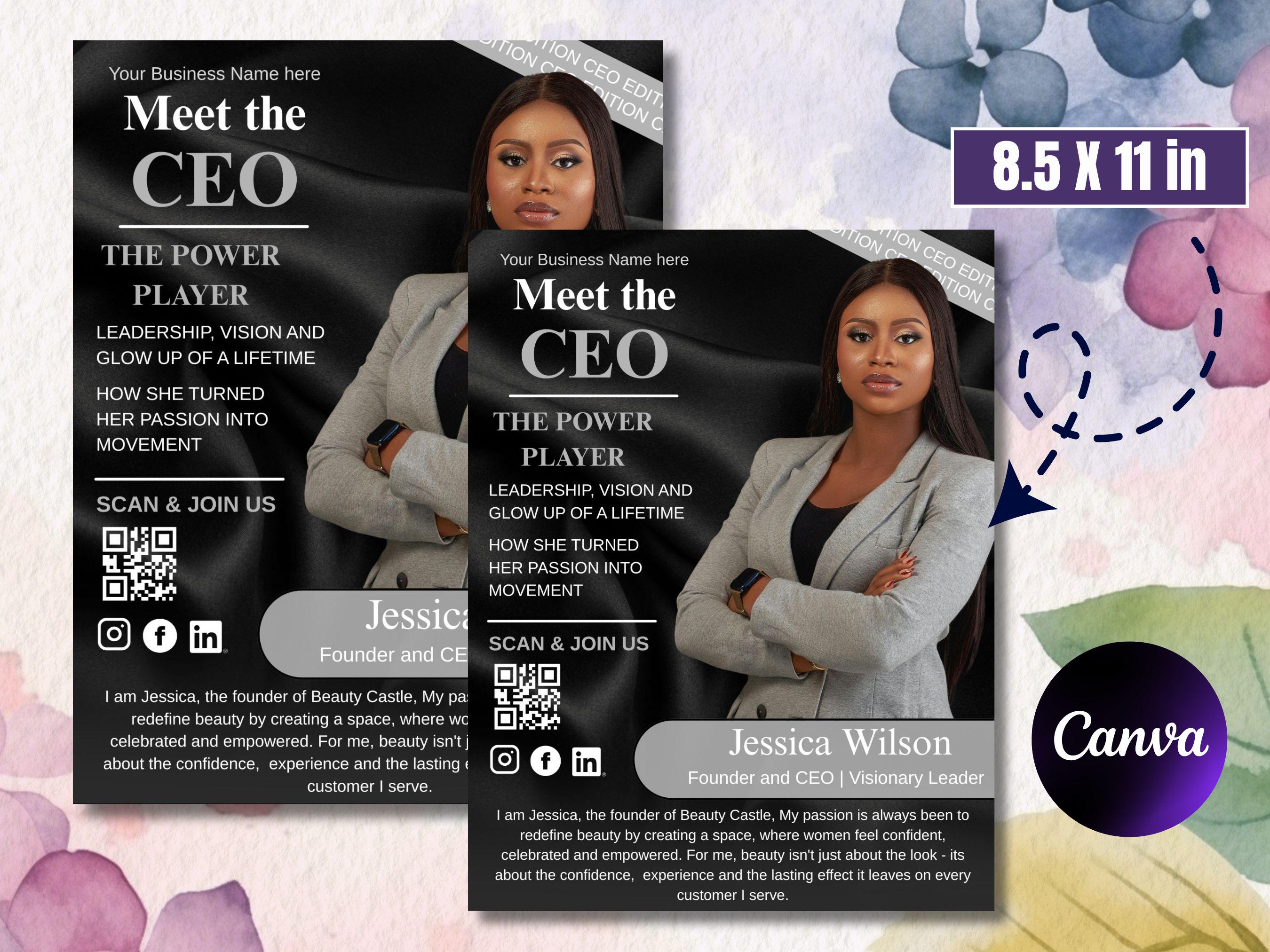 Meet the CEO Flyer, Women in Business Branding Template (digital ...