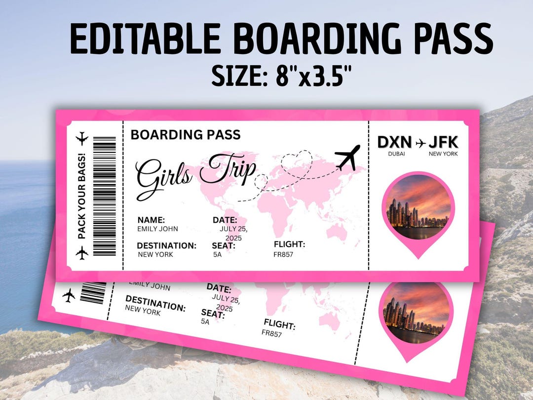 Editable Boarding Pass Template, Girls Trip Invite (digital Download ...