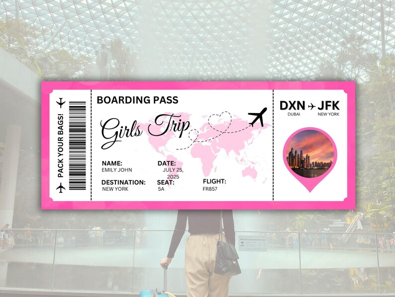 Editable Boarding Pass Template, Printable Personalized Airline Ticket ...