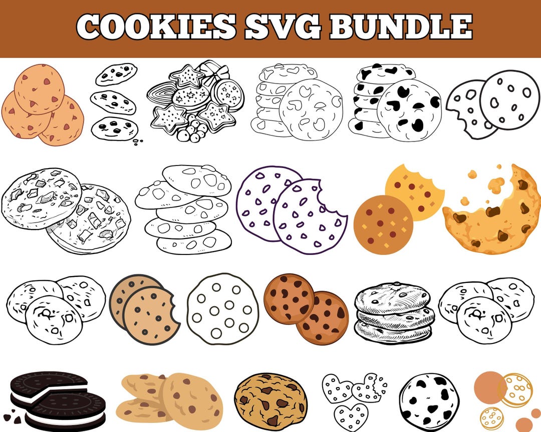 Chocolate Chip Cookies SVG Bundle: Bakery Vector Cut Files (digital ...