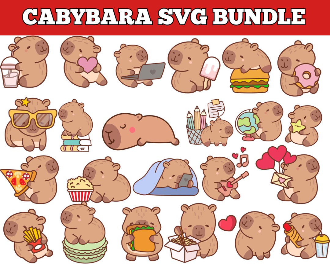 Cute Capybara Svg Bundle, Capybara Png Bundle, Capybara Dxf, Capybara ...