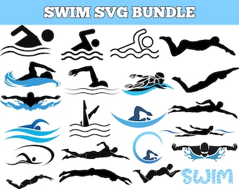 Swimming SVG Bundle: Swimmer Cut Files for Cricut & Silhouette (digital ...