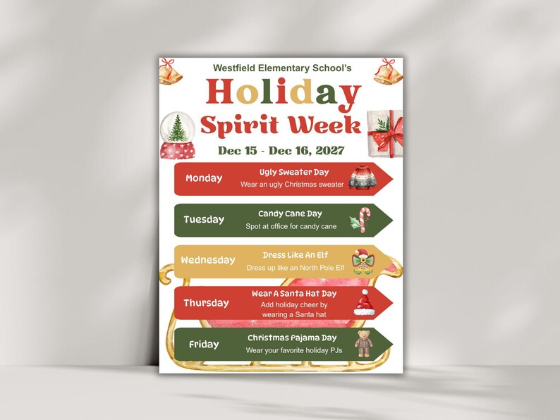 Editable Holiday Spirit Week Flyer: Dress-up Days (digital Download) - Etsy